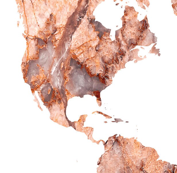 Peach Marble World Map Prints Travel Nursery Art Prints | Etsy