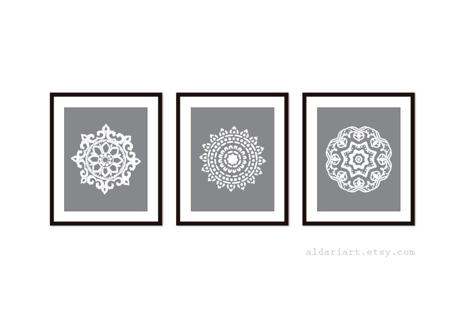 Mandala Art Prints - No. 2 - Modern Medallion Wall Art - Set of 3 ...