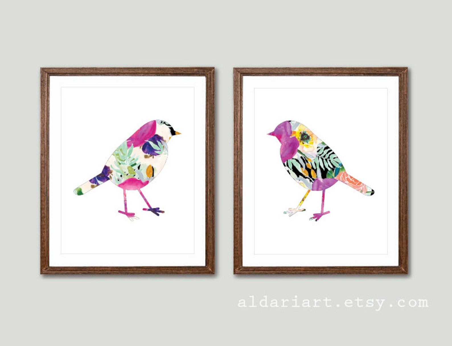Bird Prints Bird Wall Art Floral Bird Art Watercolor Bird Art Modern ...