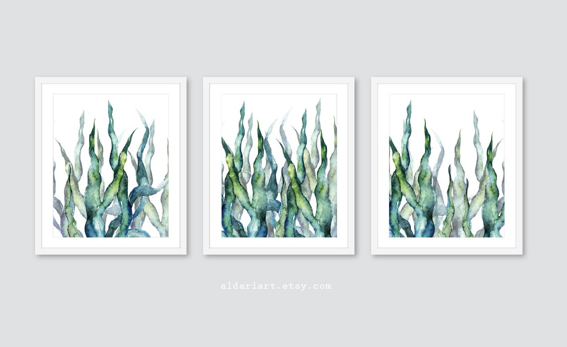Seaweed Wall Art, Seaweed Art Prints, Modern Seaweed Art, Coastal Wall ...