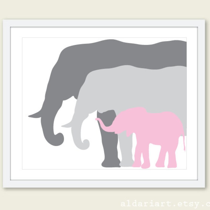 Pink Grey Elephant - Etsy