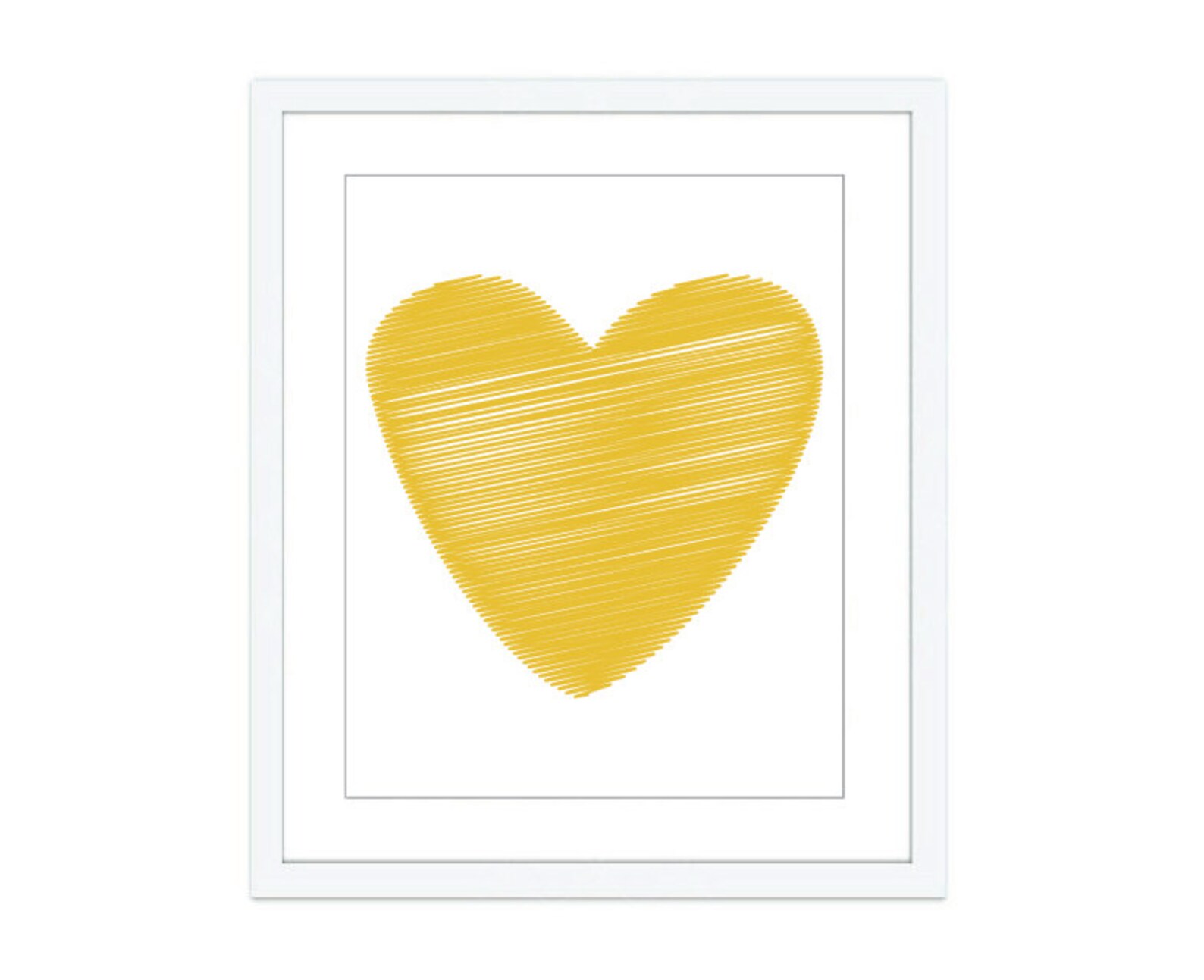 Heart Art Print - Mustard Yellow Heart - Love Poster - Wall Art Modern ...