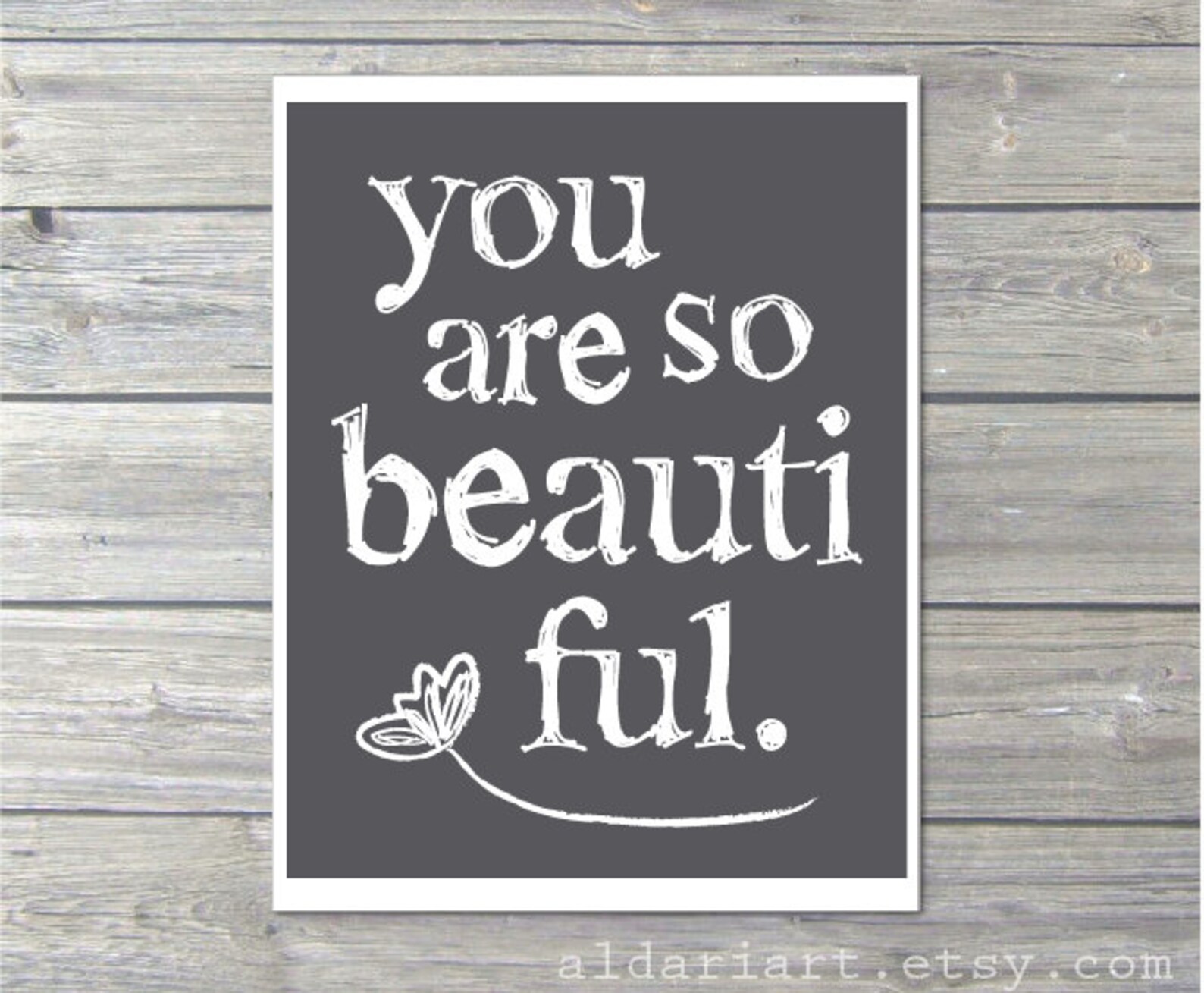 You Are so Beautiful - Art Print - Typography Poster - Charcoal Grey ...