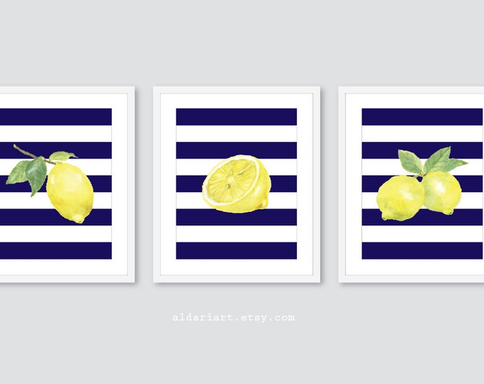 Lemon Art Prints Lemon Wall Art Watercolor Lemons Prints - Etsy