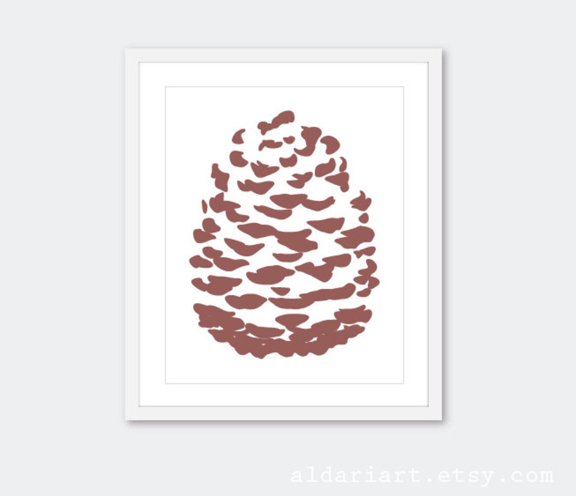 Pine Cone Art Print - Modern Abstract Woodland Pinecone - Slate Grey ...