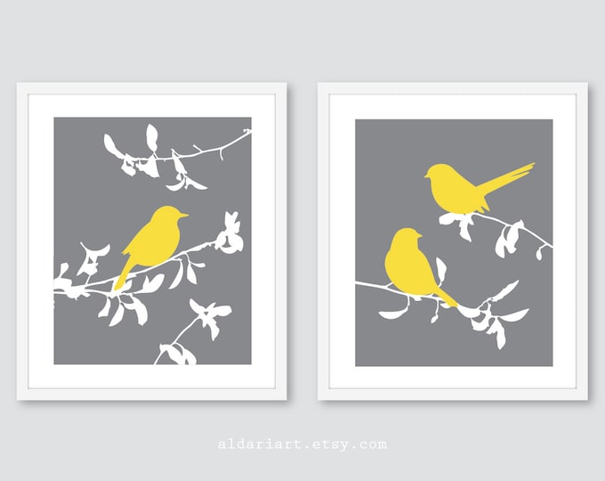 Bird Art Prints Bird Wall Decor Set of 2 Modern Birds on - Etsy