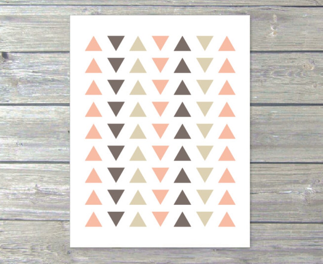 Simple Triangles - Digital Print - Tribal Modern Home Decor -peach ...