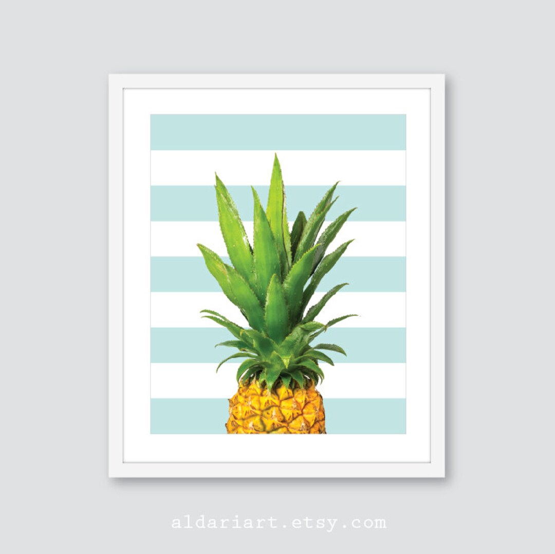 Pineapple Art Print, Tropical Fruit Wall Decor, Pineapple Kitchen Wall ...
