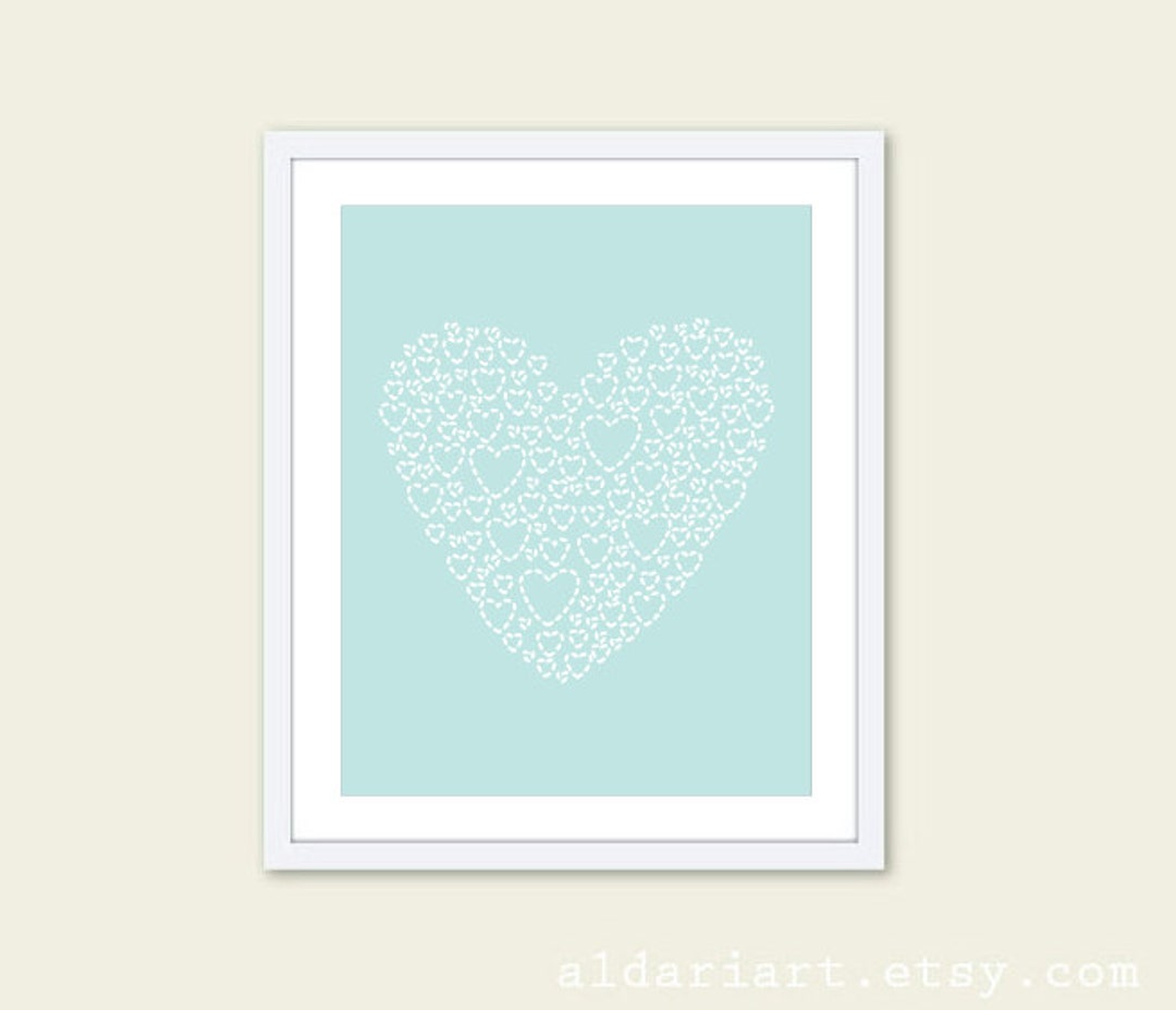 Blue Heart Art Print - Modern Heart Wall Art - Heart Poster - Blue ...
