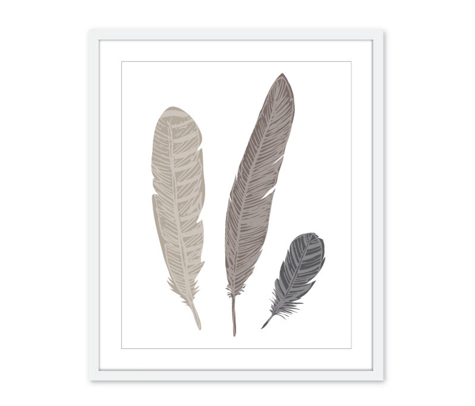 Feathers Art Print Modern Feathers Art Boho and Tribal - Etsy