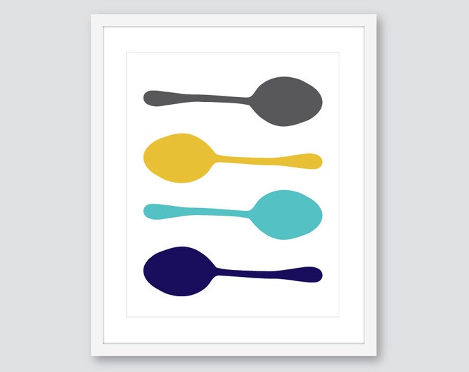 Spoons Print, Kitchen Wall Art Print, Spoons Poster, Spoon Artwork ...