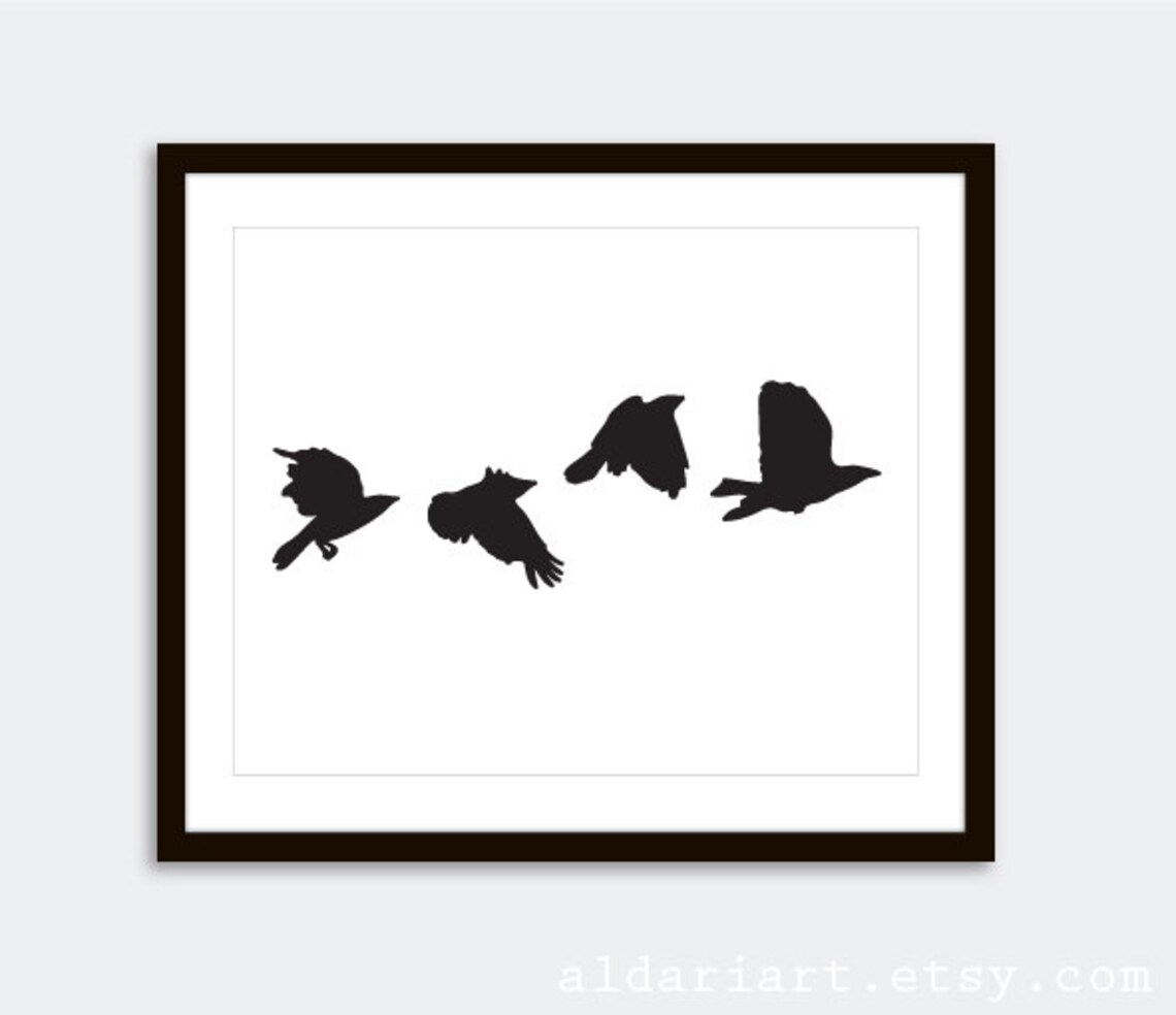 Modern Crows Art Print // Black Birds Wall Art // Modern Home | Etsy