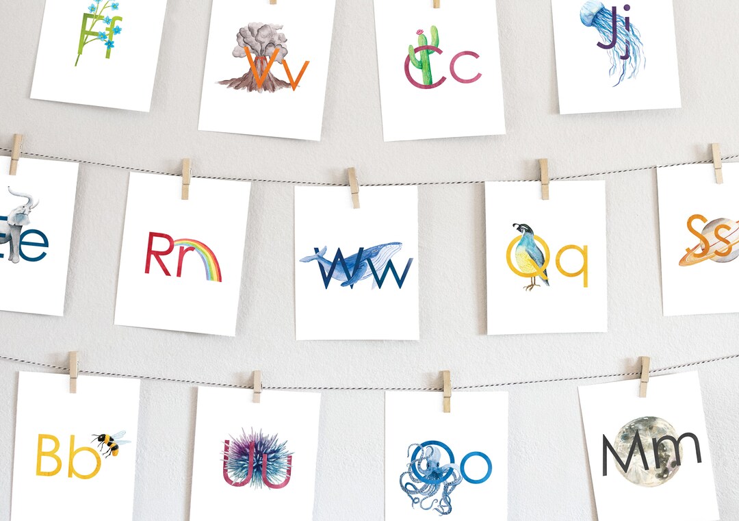Nature Alphabet Flash Cards / Science ABC Flashcard Set Printed With ...