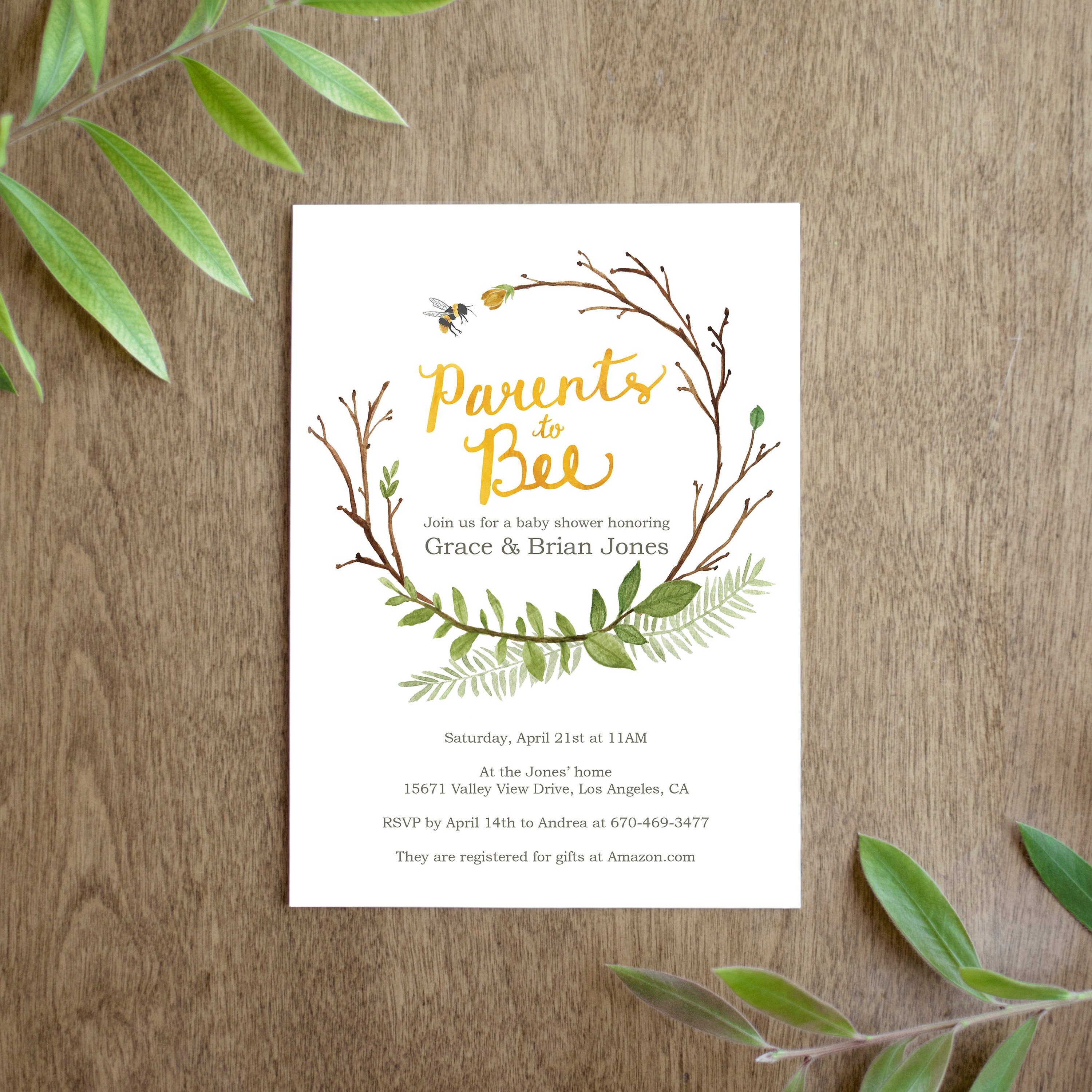 Parents to Bee Invitation Printable for a Gender Neutral Co-ed Baby ...