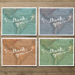 Map Thank You Note Card Printable for Travel Theme Bridal Shower - Etsy
