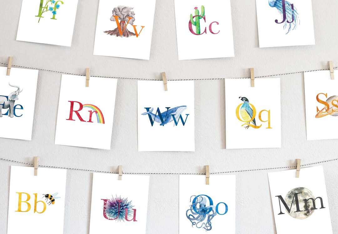 Nature Alphabet Flash Cards / Science ABC Flashcard Set Printed With ...