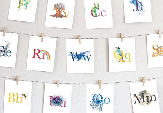 Nature Alphabet Flash Cards / Science ABC Flashcard Set - Etsy