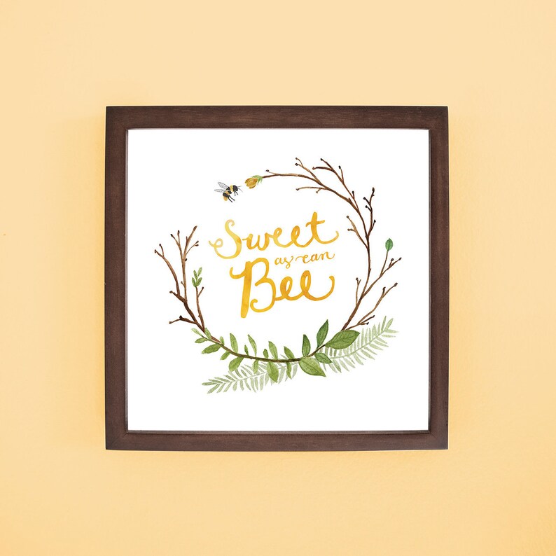 Sweet as Can Bee Baby Nursery Printable Art With Greenery - Etsy