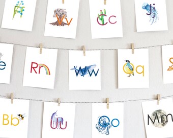 Nature Alphabet Flash Cards / Science ABC Flashcard Digital | Etsy