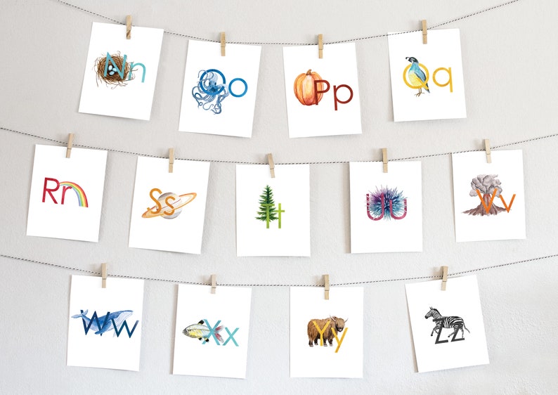 Nature Alphabet Flash Cards / Science ABC Flashcard Set Printed With ...