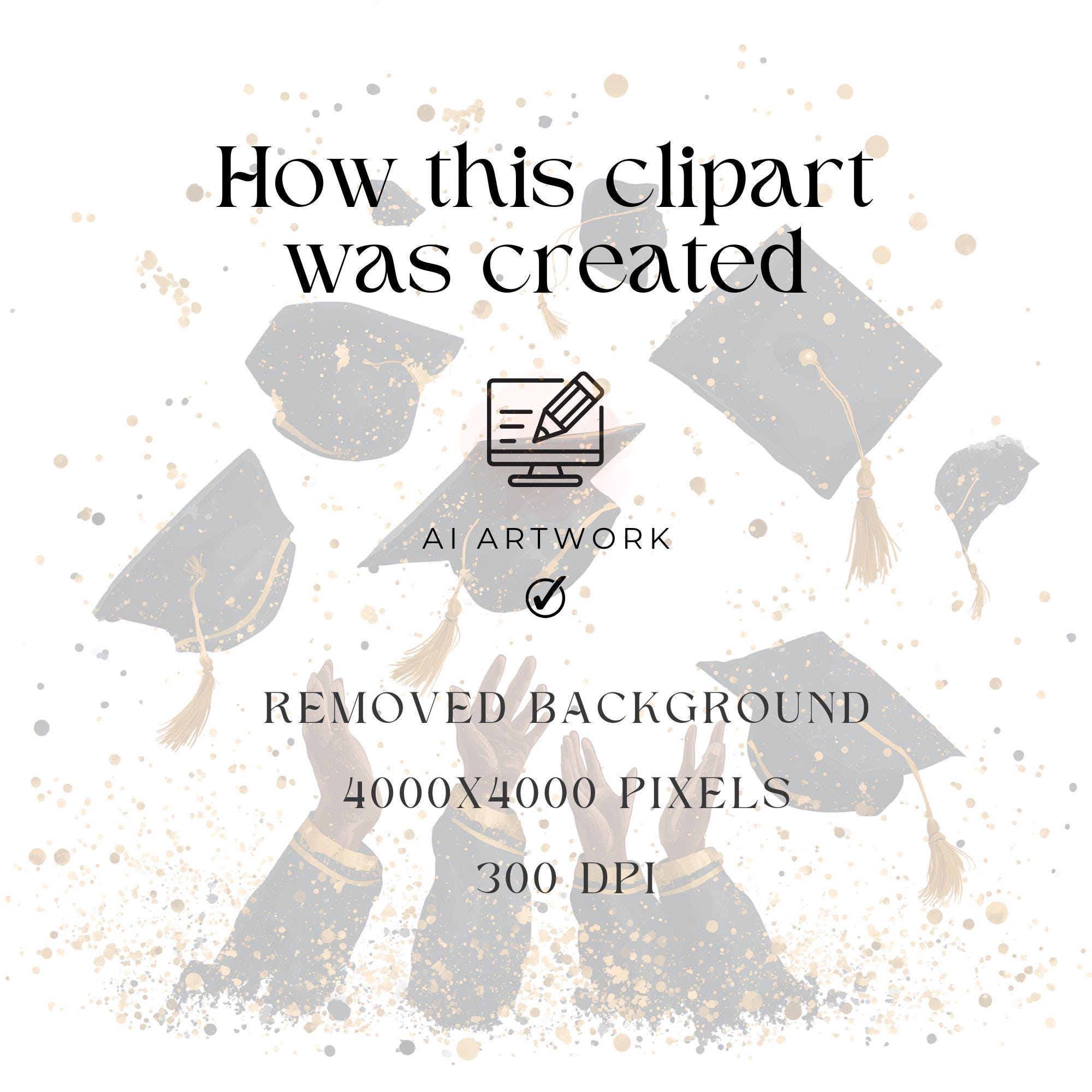 Watercolor Graduation Clipart Bundle: Class of 2025, Cap & Gown ...