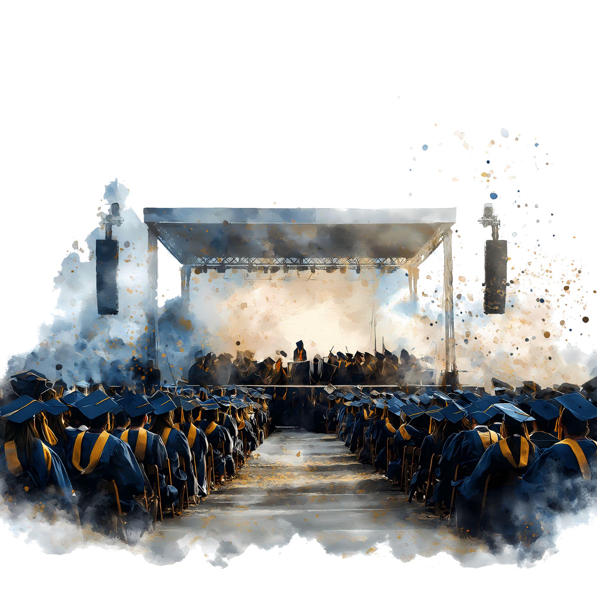 Watercolor Graduation Clipart Bundle: Class of 2025, Cap & Gown ...