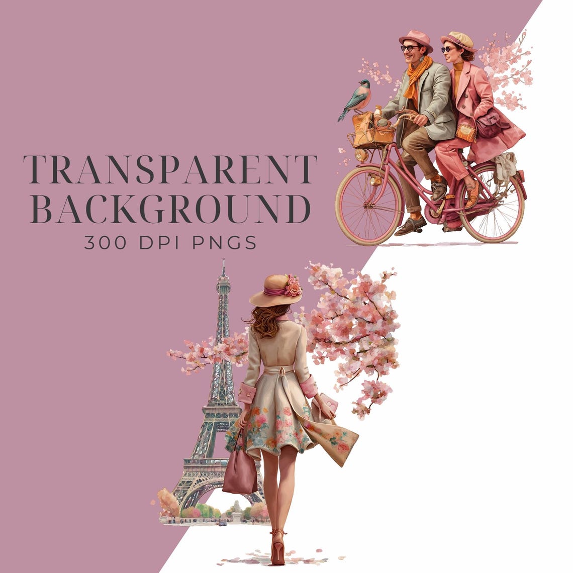 Romantic Paris Clipart Bundle: Couples, Café Scenes & Eiffel Tower ...