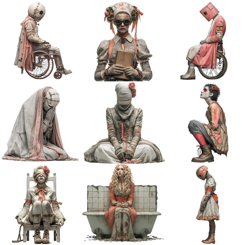 Creepy Asylum Clipart Bundle: Vintage Gothic Horror PNG Set (digital ...