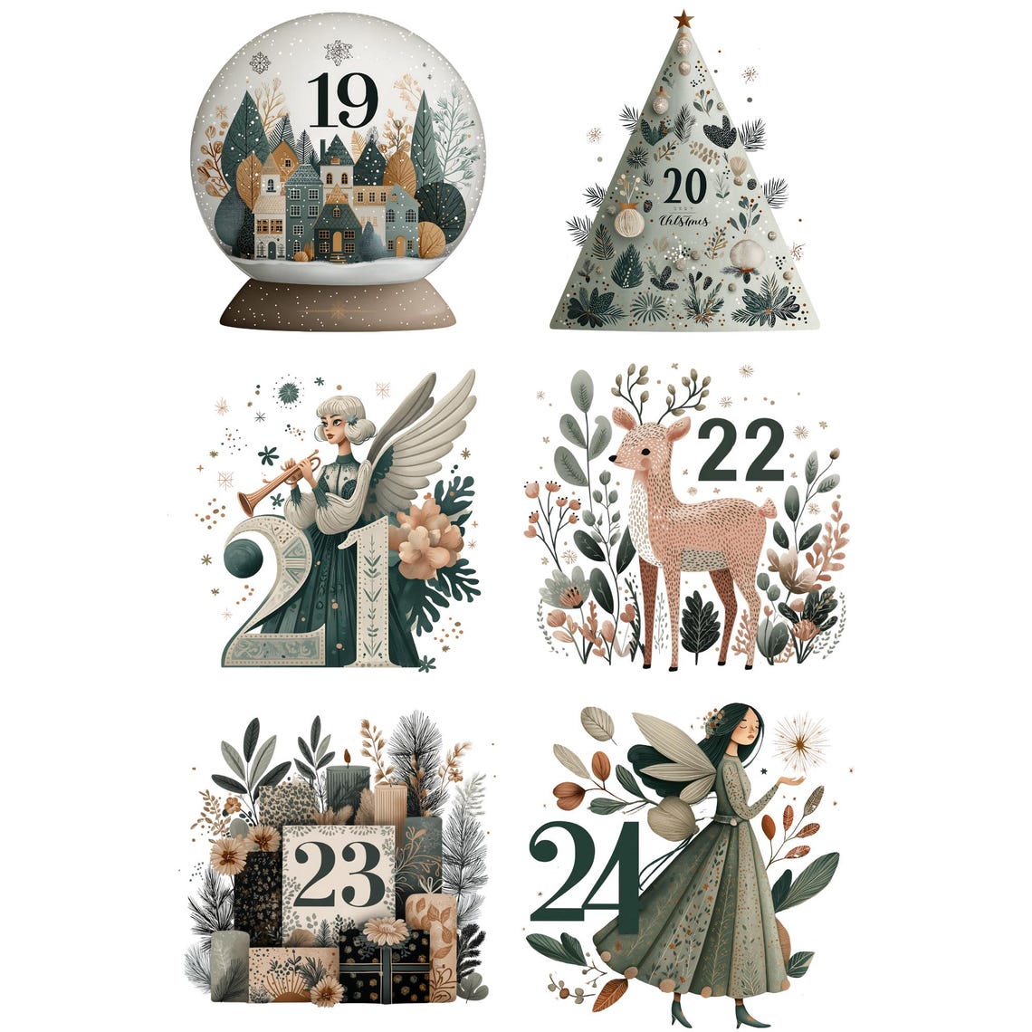 Scandinavian Advent Numbers Clipart Set: Nordic Christmas Countdown ...