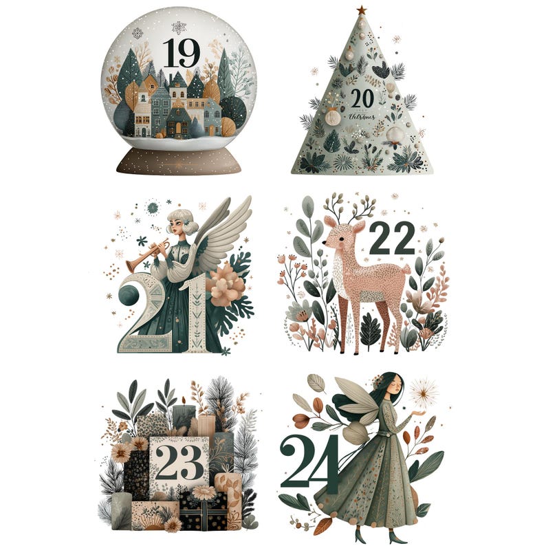 Scandinavian Advent Numbers Clipart Set: Nordic Christmas Countdown ...