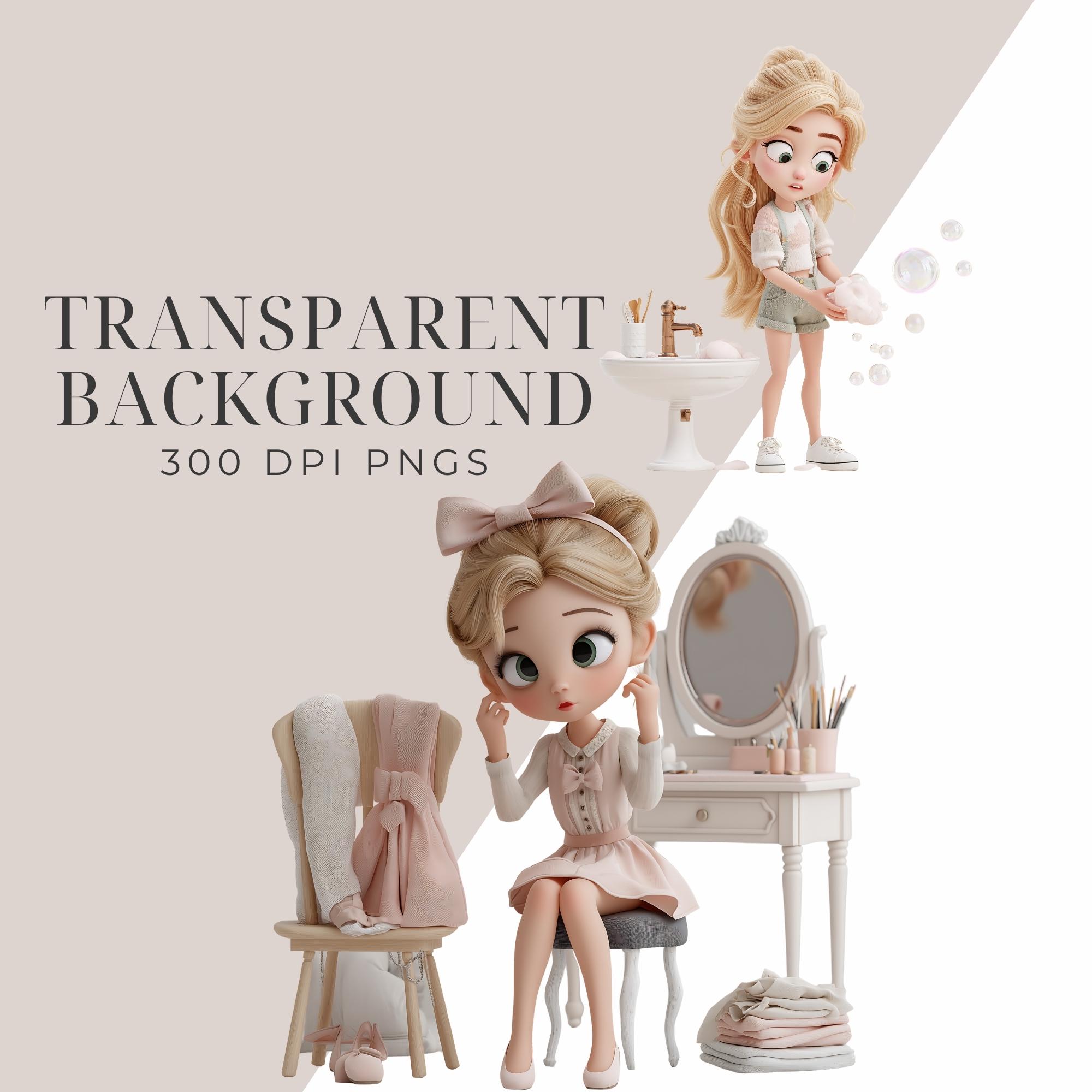 Girls Daily Routine Clipart: 3D Kids Visual Schedule (digital Download ...