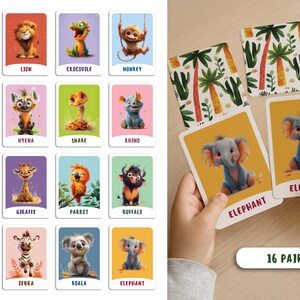 African Safari Memory Game for Kids | 16 Animal Matching Cards ...