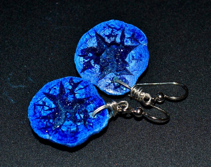 LP 2205 Rare Blueberry Azurite Polished Half Geode, Bright Blue Crystal ...