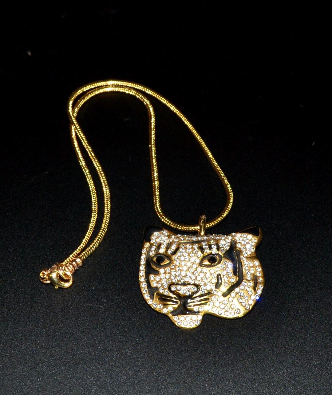 LP 2175 Tiger Head, Bengals, GP Snake Chain, Pave Rhinestone Crystal ...