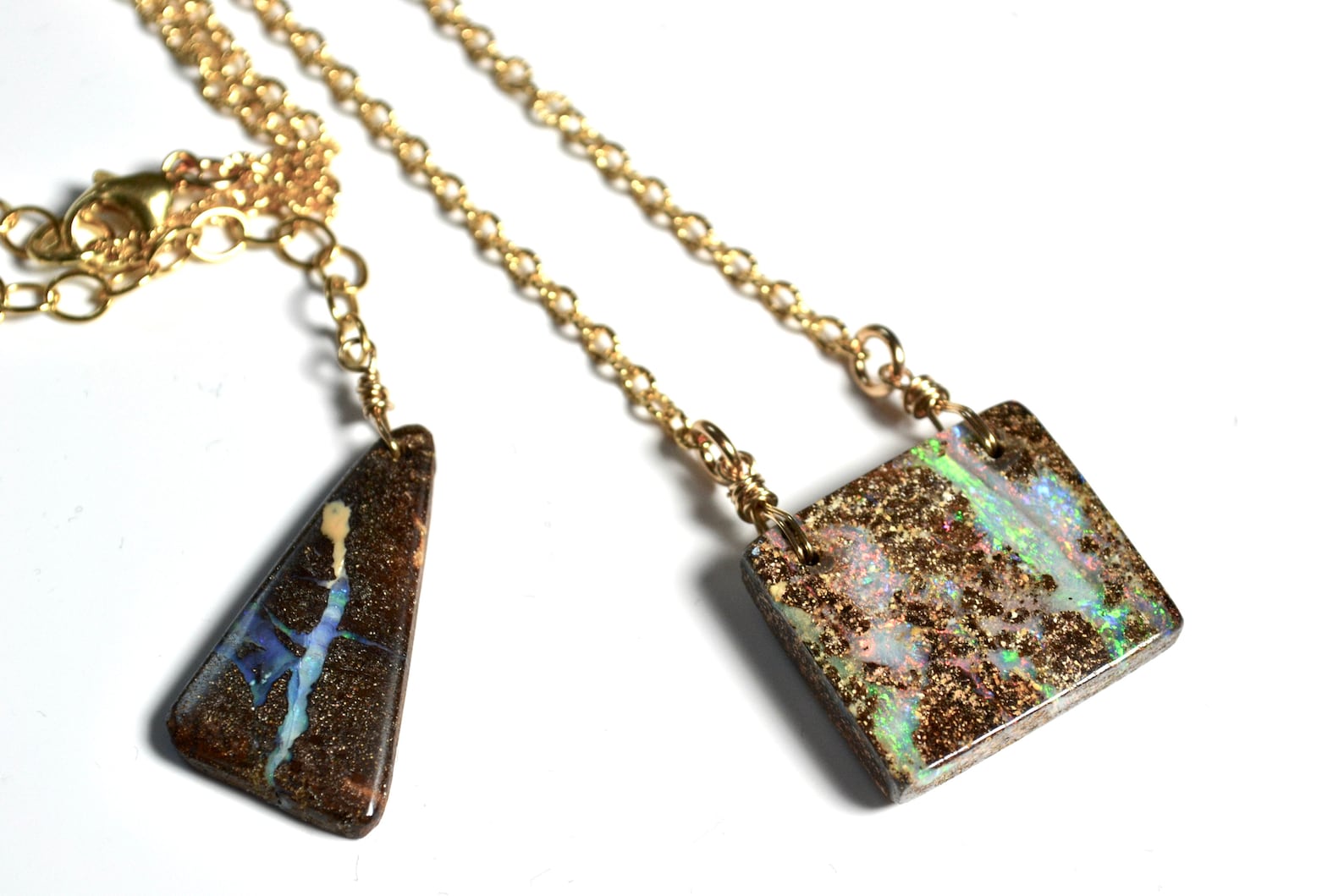 LP 2076 Australian Boulder Opal Rectangular Pendant 14KGF - Etsy