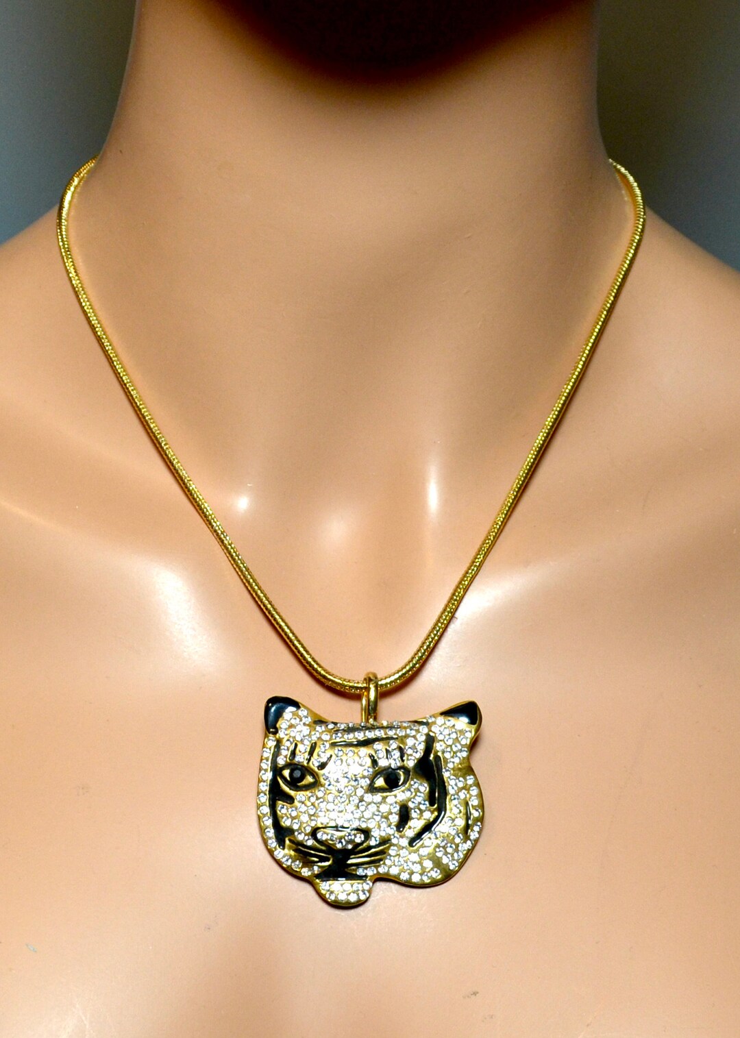 LP 2175 Tiger Head, Bengals, GP Snake Chain, Pave Rhinestone Crystal ...