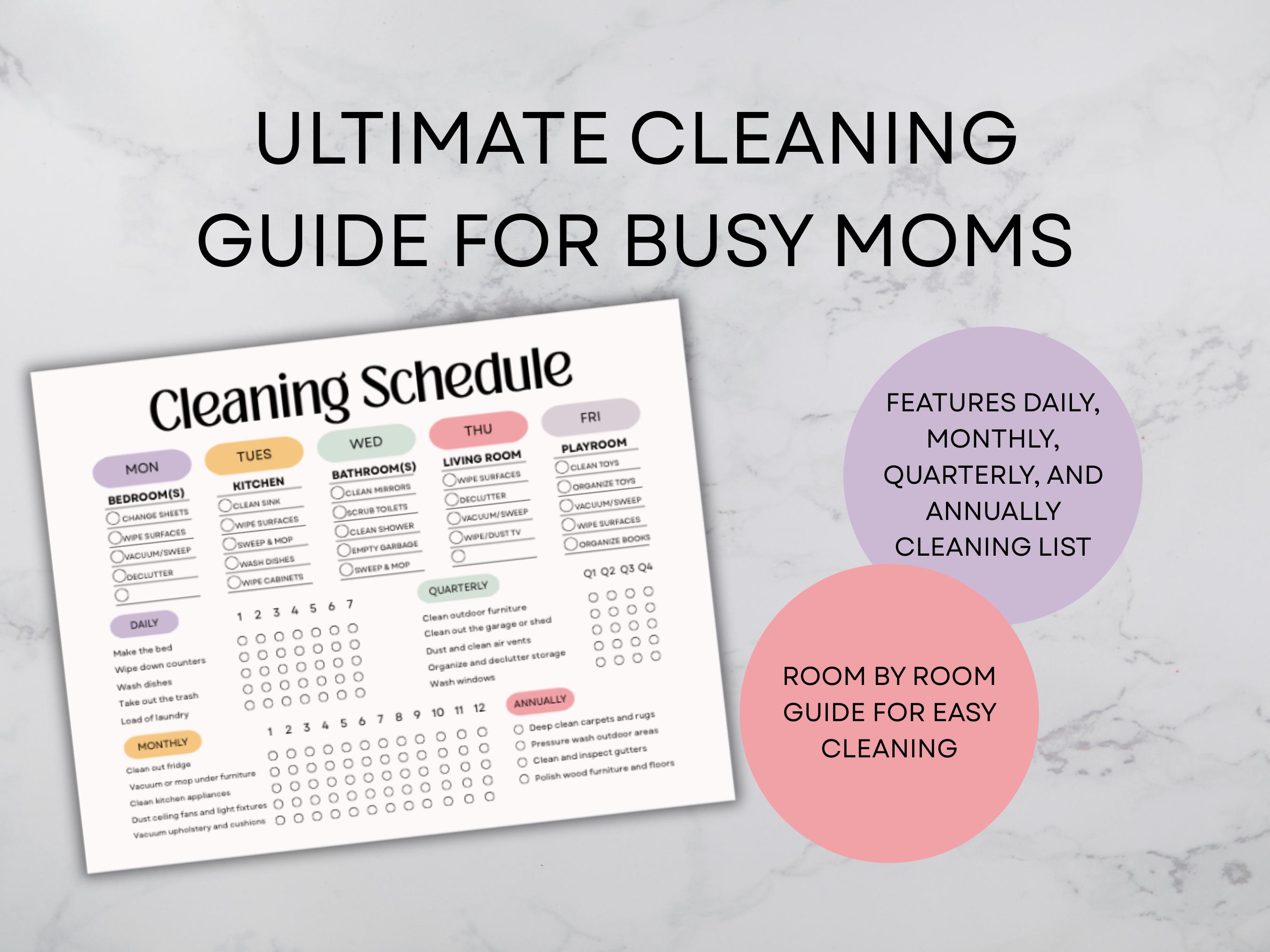 Cleaning Schedule for Busy Moms | House Organization Checklist | Daily ...