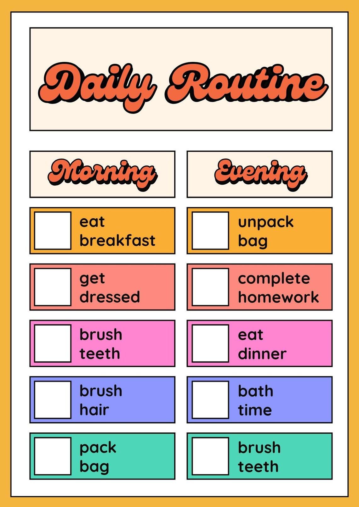 Daily Routine Planner for Kids – Printable PDF for Toddlers & Children ...