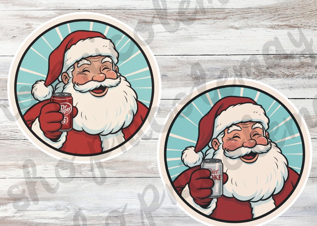 Diet Coke or Dr. Pepper Santa Sticker | Waterproof Sticker | Water ...