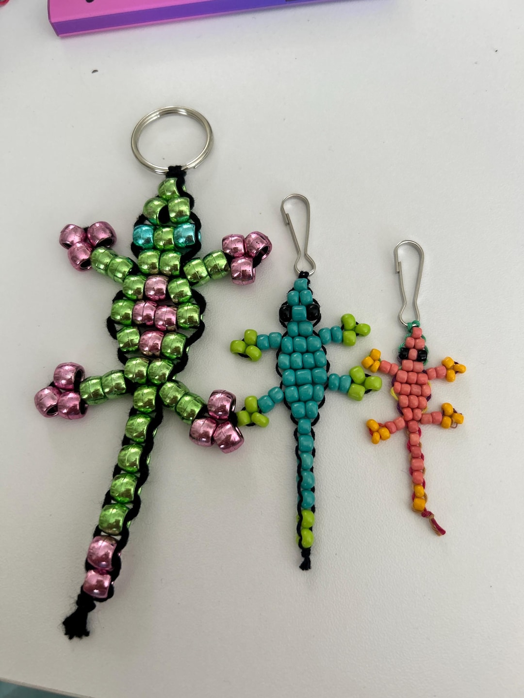 Beaded Lizard Keychain: 90s Nostalgia Pony Bead Animal Accessory - Etsy