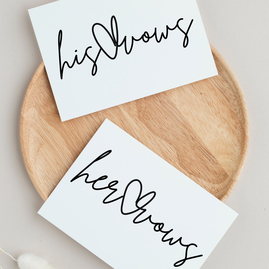 Vows Card | Blank Inside | Wedding Vows Card | Couples Vow Cards | His ...