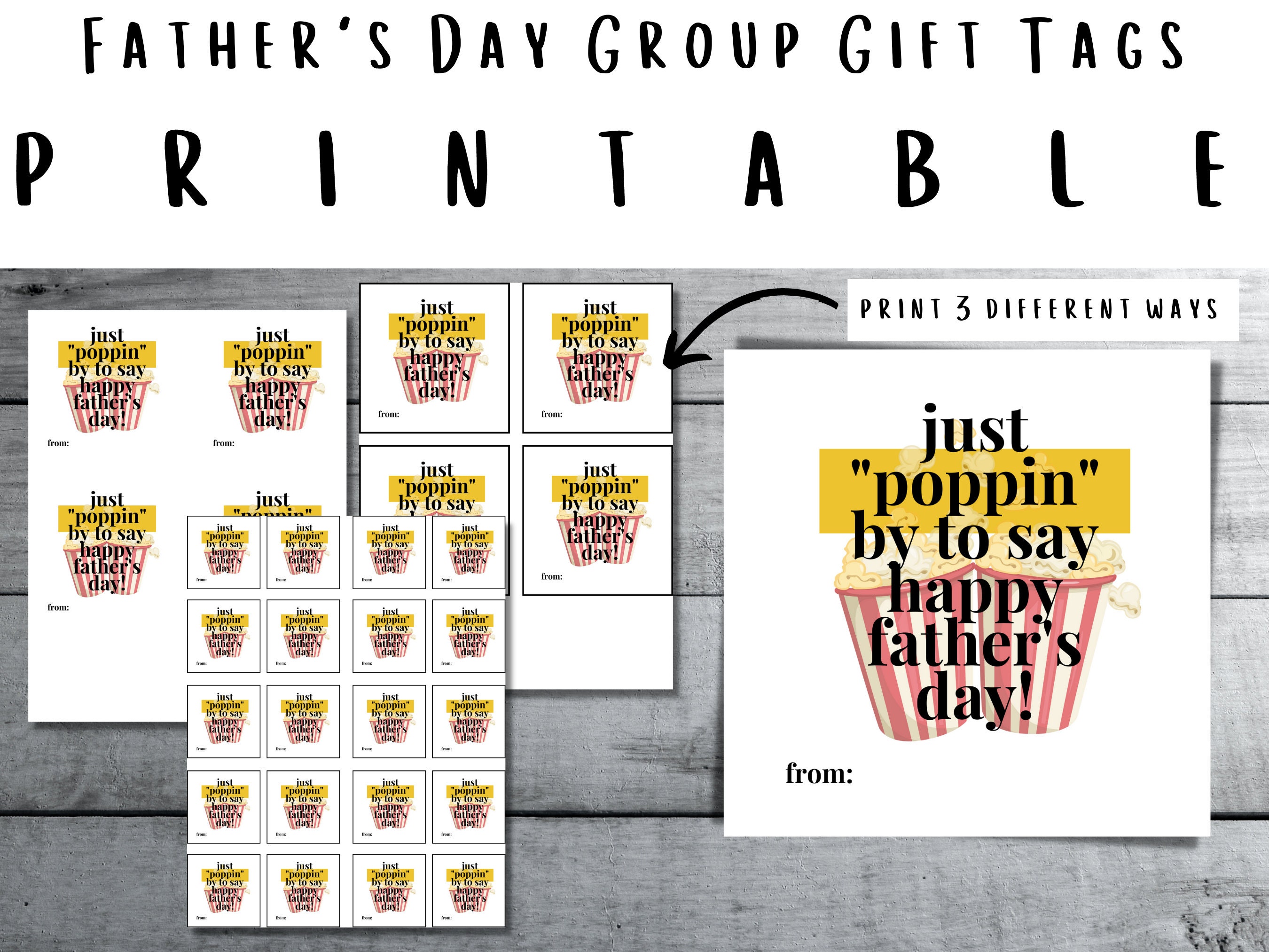 Fathers Day Popcorn Tag, Fathers Day Handout, Fathers Day Gift ...
