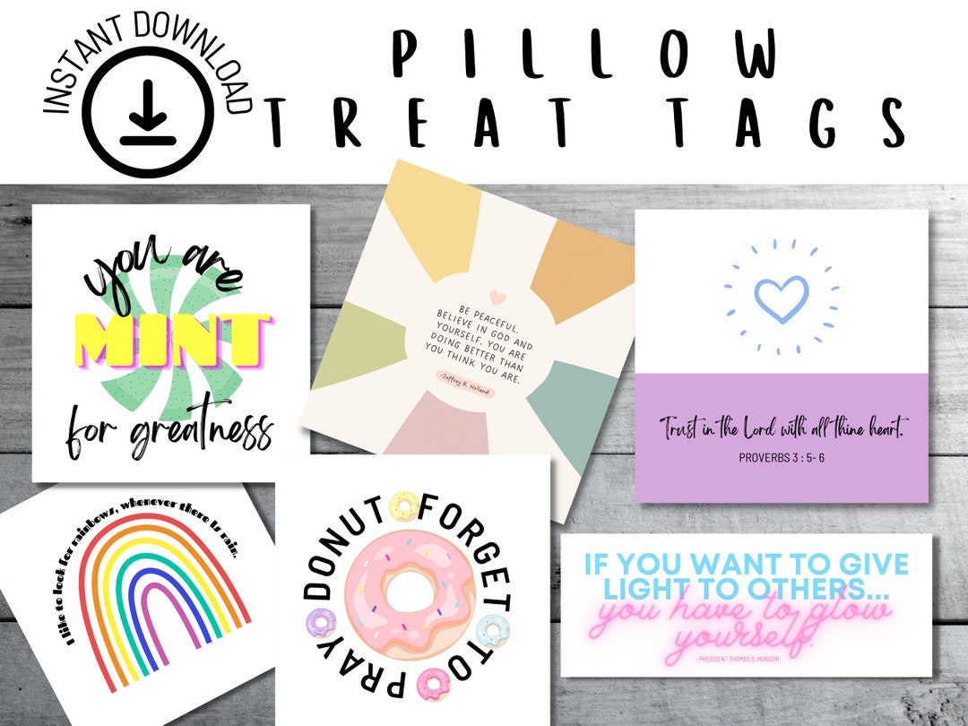 Girls Camp Pillow Treat Tags: Secret Sister Gifts (digital Download ...