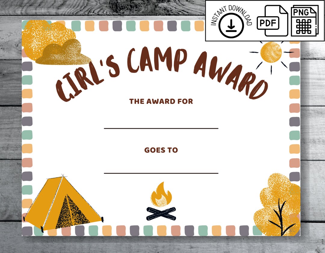 Instant Download Girls Camp Award Certificate | YW Camp Awards | Young ...