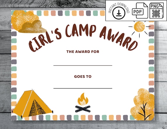 Instant Download Girls Camp Award Certificate YW Camp Awards - Etsy
