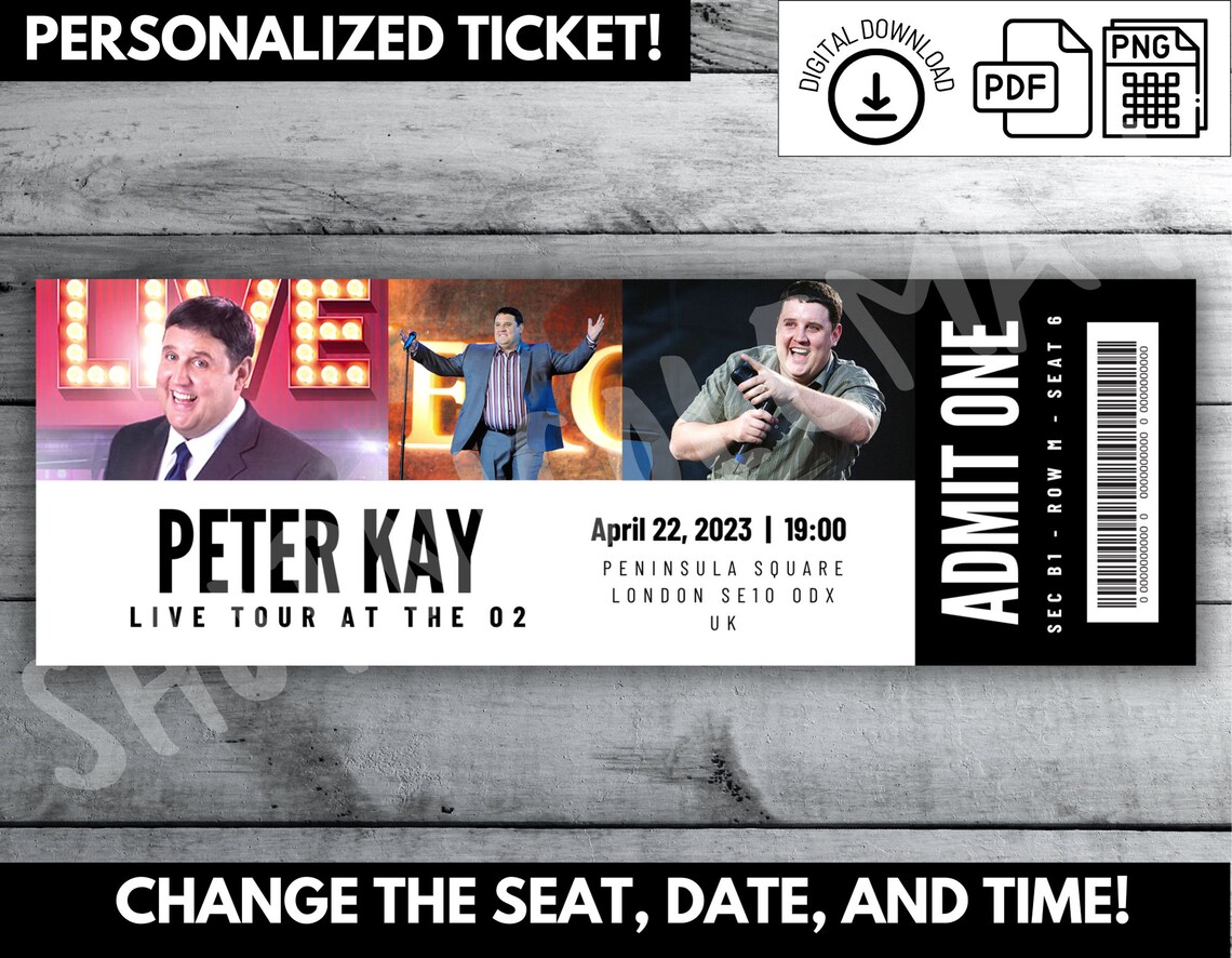 Peter Kay Ticket | Downloadable Tickets | Customizable Event Ticket ...