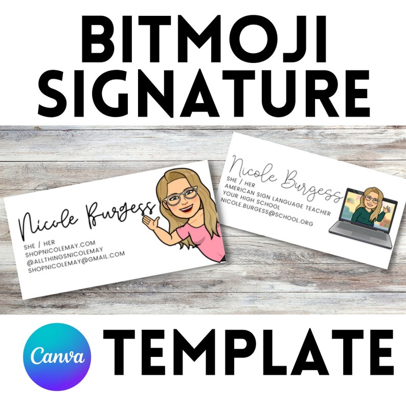 Bitmoji Email Signature Template: Customizable Canva Design (digital ...
