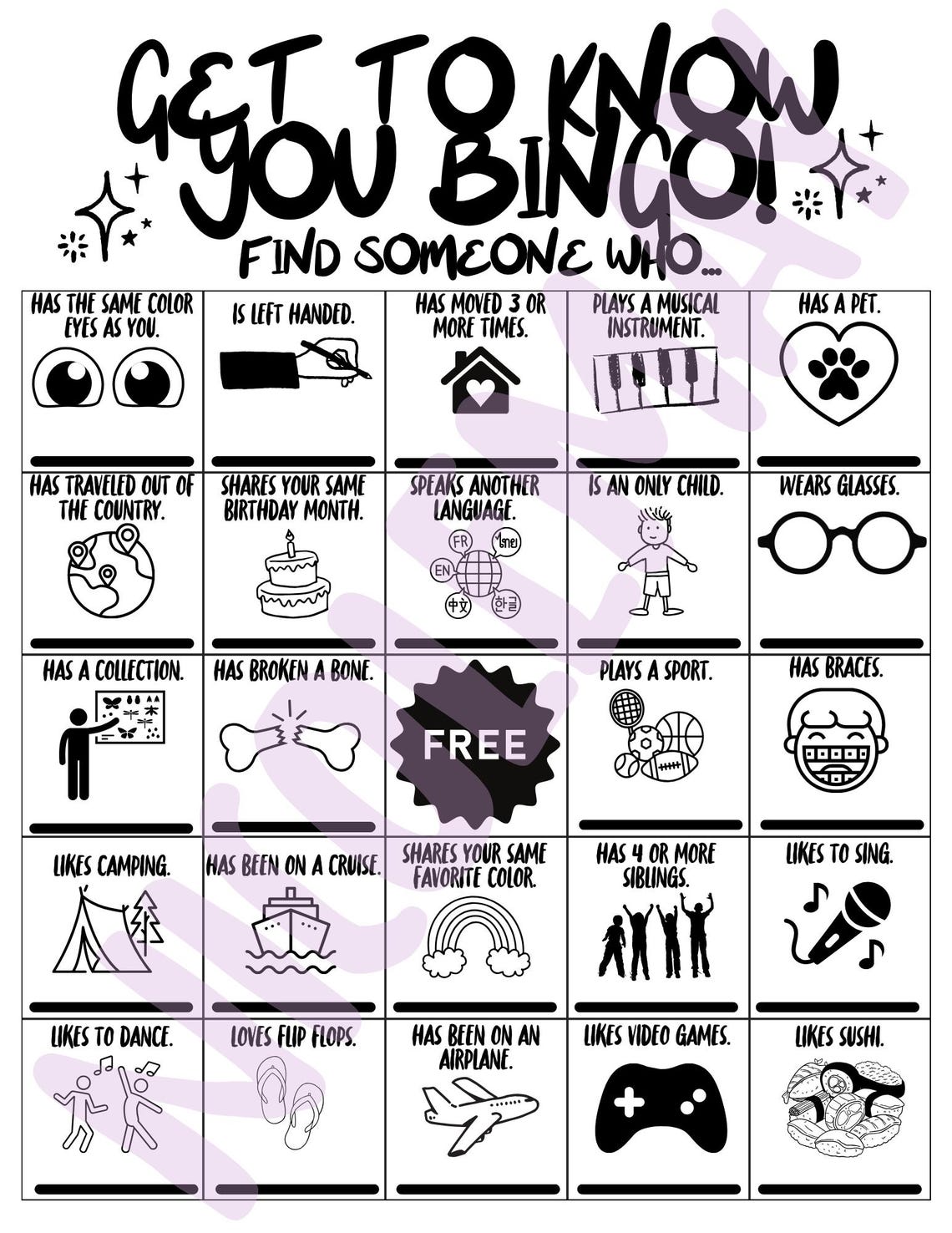 Get to Know You Bingo: Icebreaker Activity Game (PDF) - Etsy