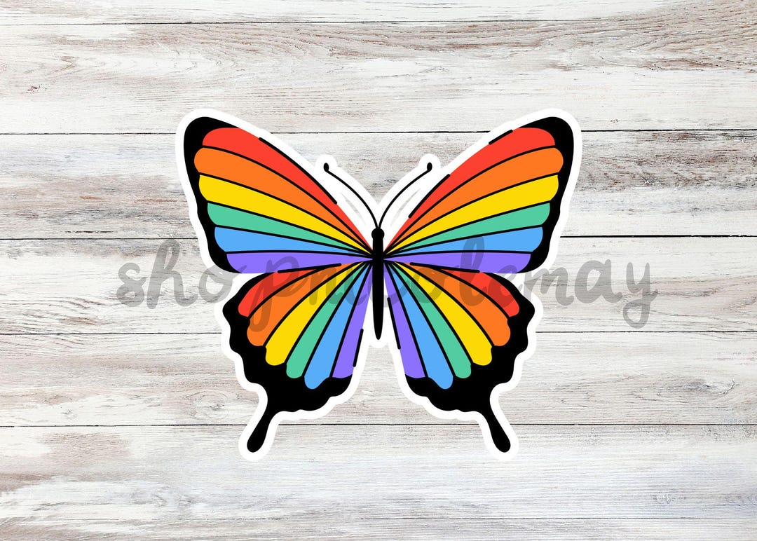 Rainbow Butterfly Sticker: Pride LGBTQ+ Water Bottle Laptop Decal - Etsy