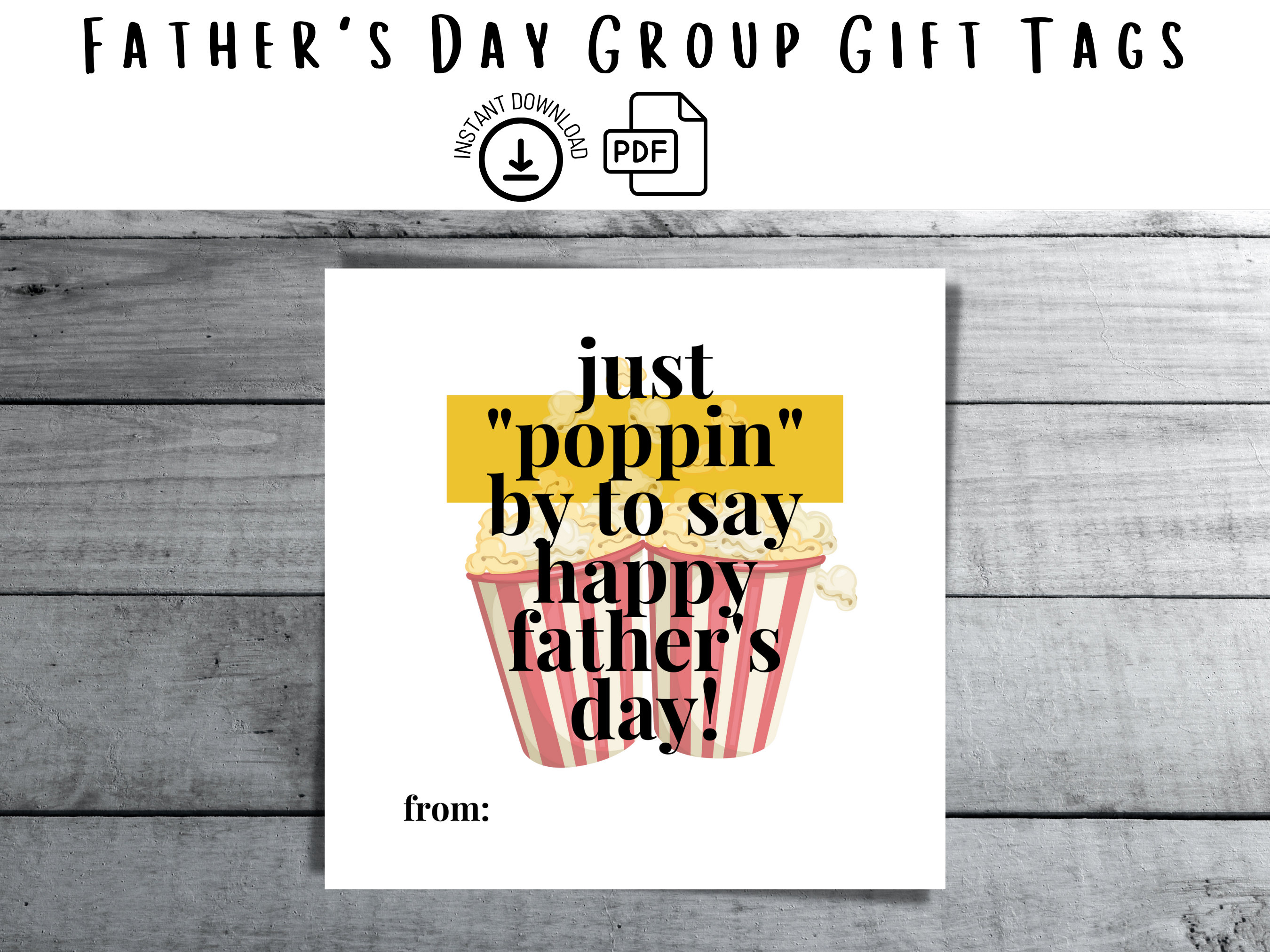 Fathers Day Popcorn Tag, Fathers Day Handout, Fathers Day Gift ...
